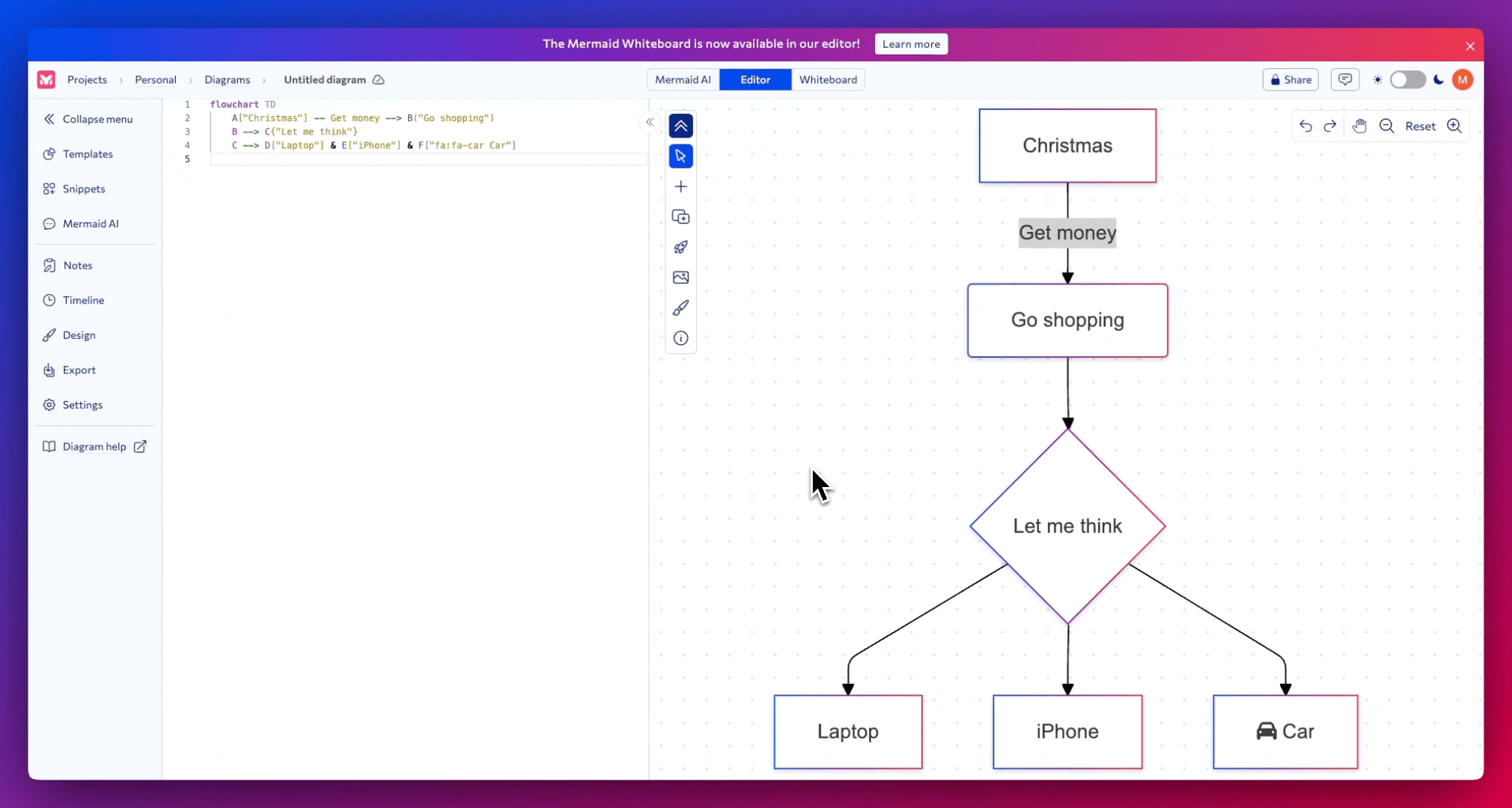 Mermaid Chart - Create complex, visual diagrams with text.